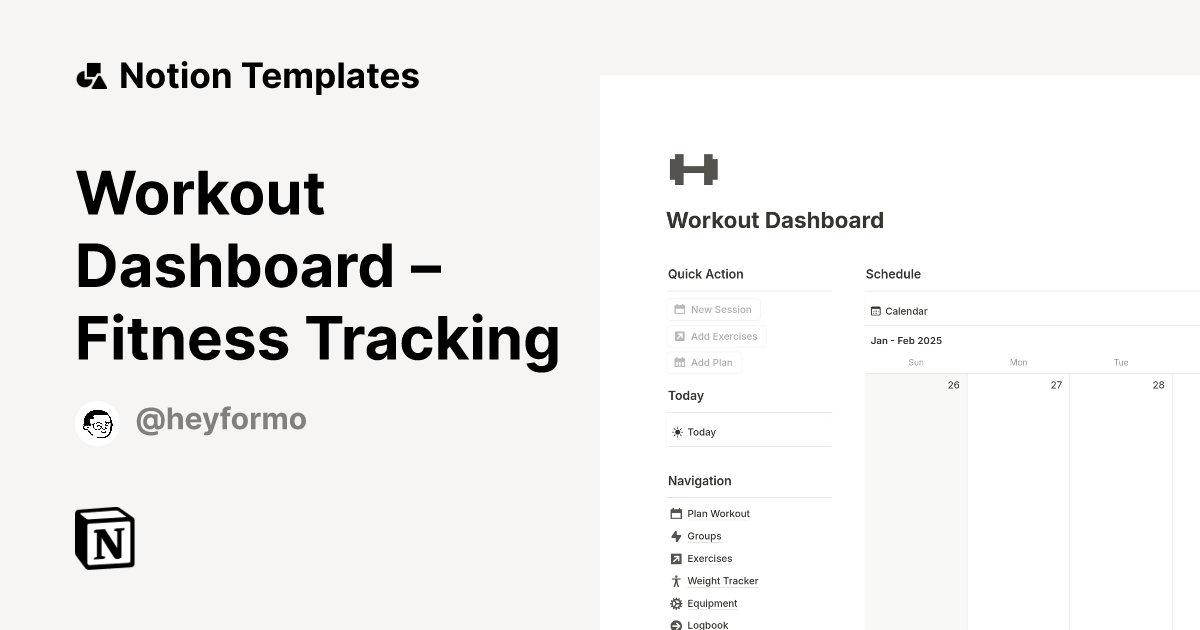 Workout Dashboard – Fitness Tracking Template | Notion Marketplace