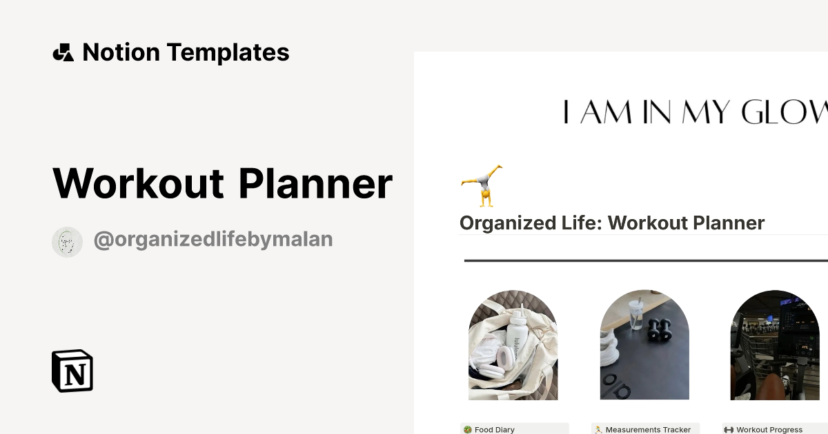Workout Planner Template by Organized Life By Malan | Notion Marketplace