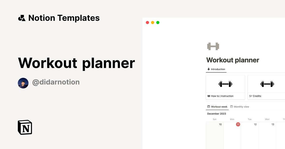 Workout planner Template | Notion Marketplace
