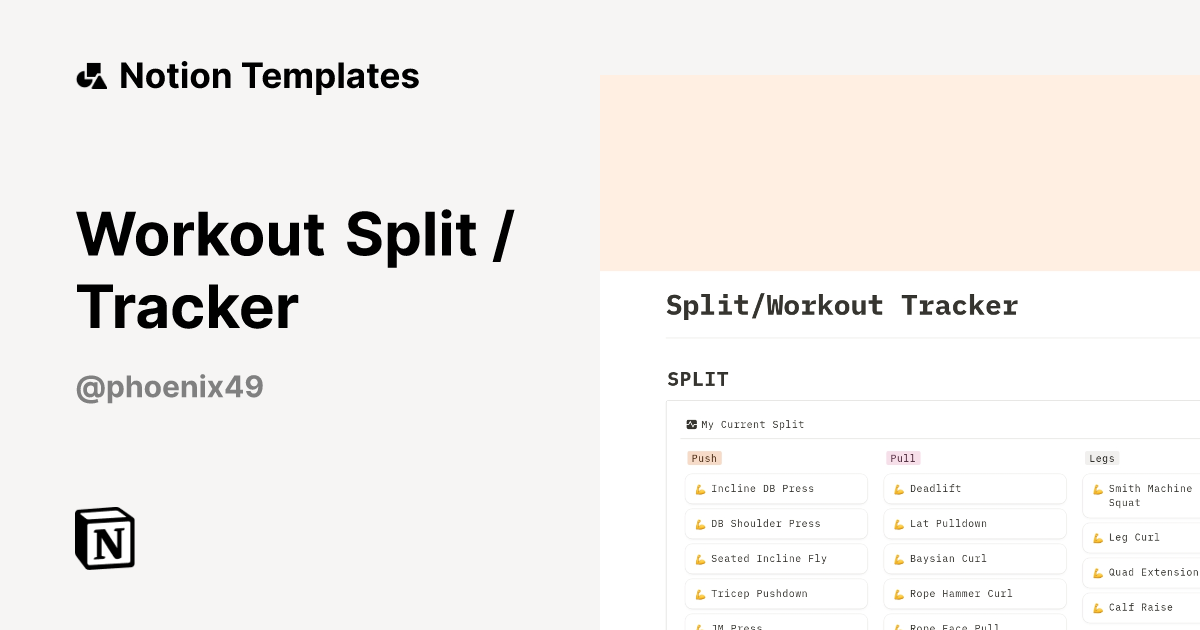 Workout Split / Tracker Template | Notion Marketplace