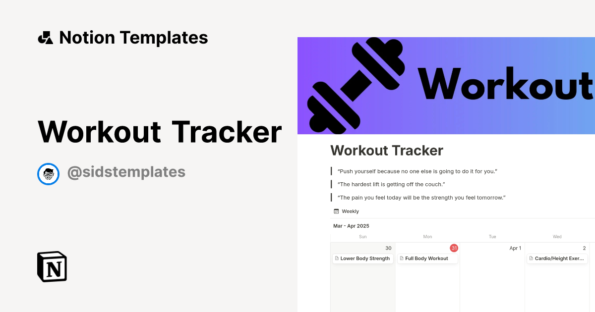 Workout Tracker Template | Notion Marketplace