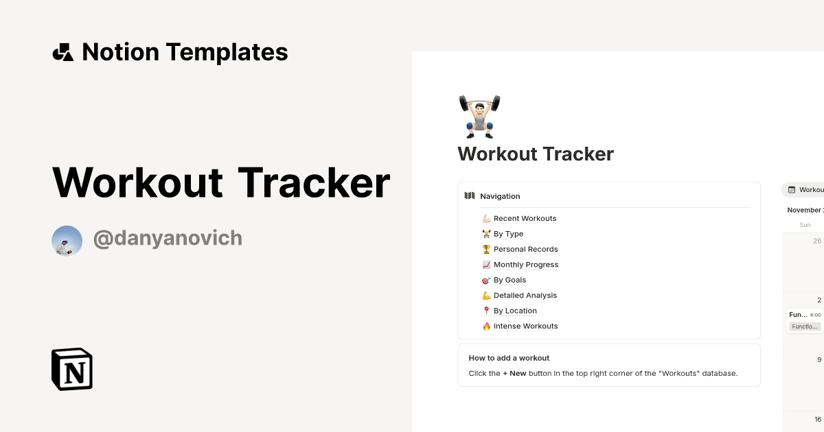 Workout Tracker Template by danyanovich | Notion Marketplace
