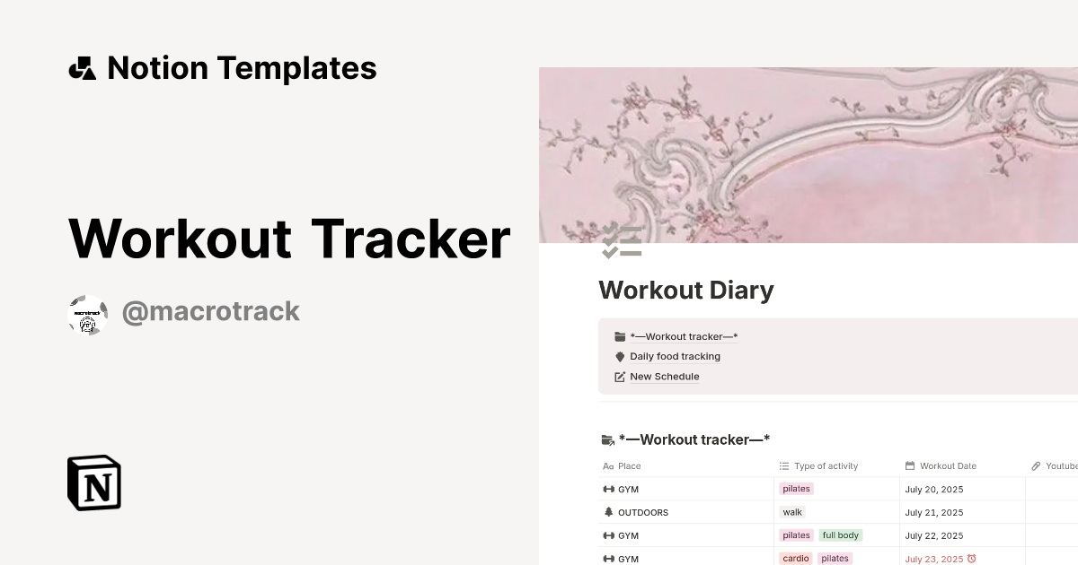 Workout Tracker Template by MacroTrack | Notion Marketplace