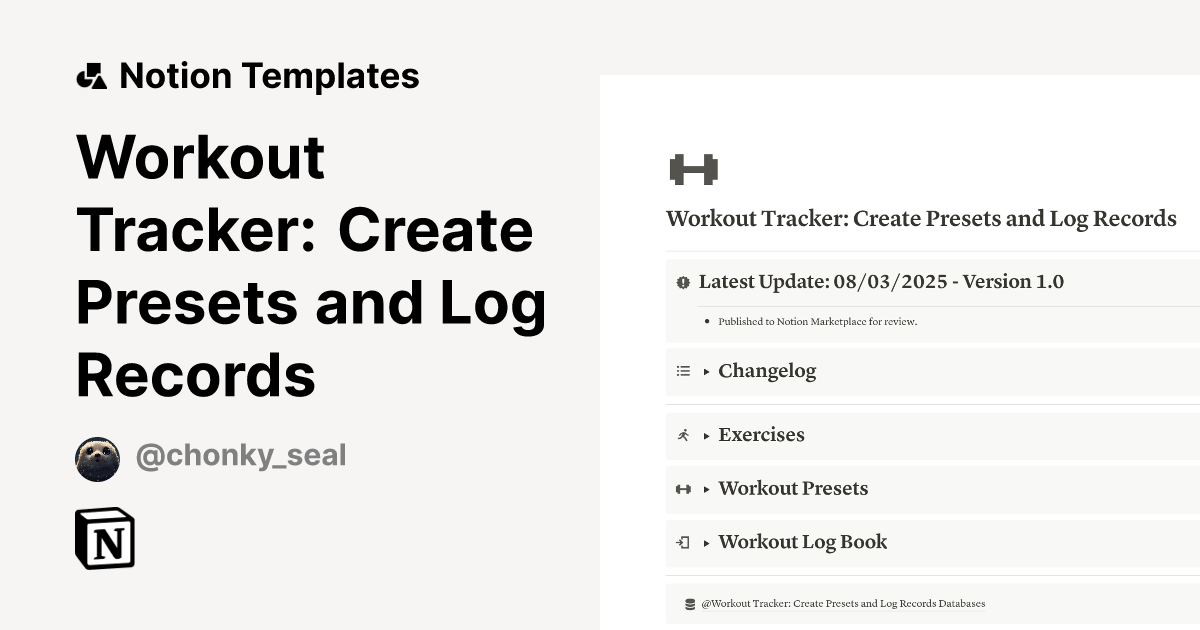 Workout Tracker: Create Presets and Log Records Template | Notion ...