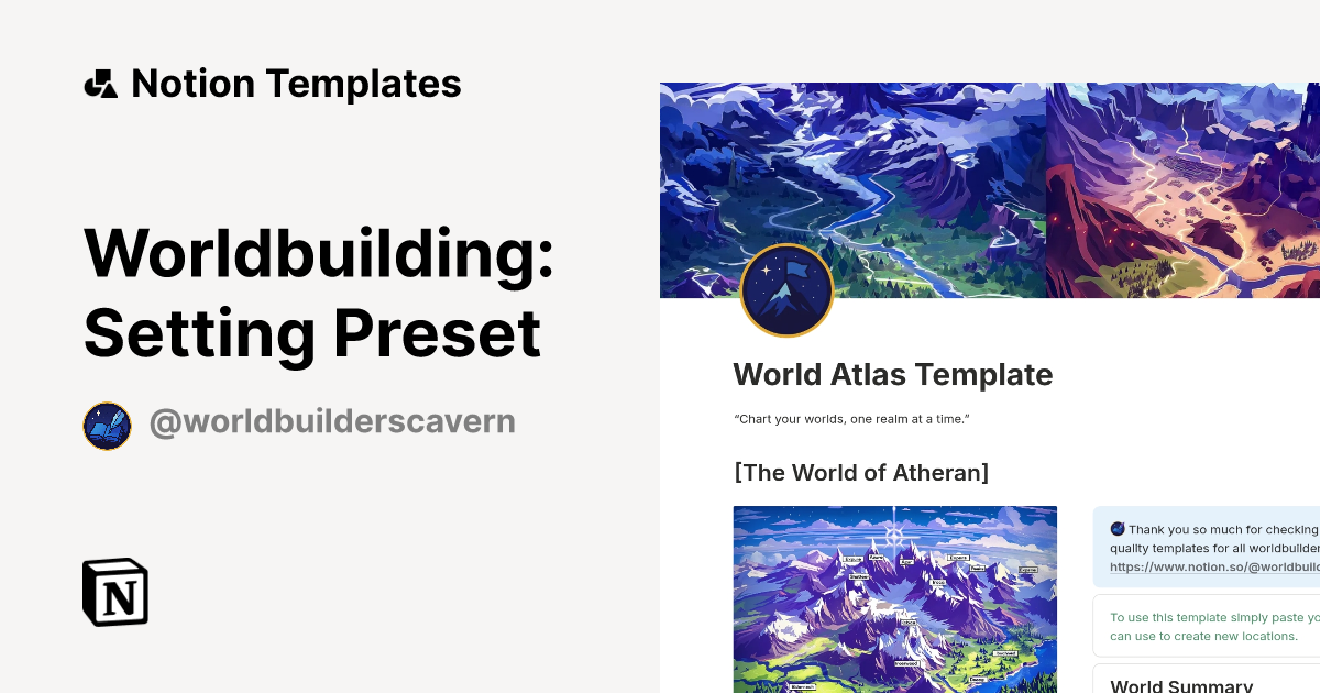 Worldbuilding: Setting Preset Template | Notion Marketplace