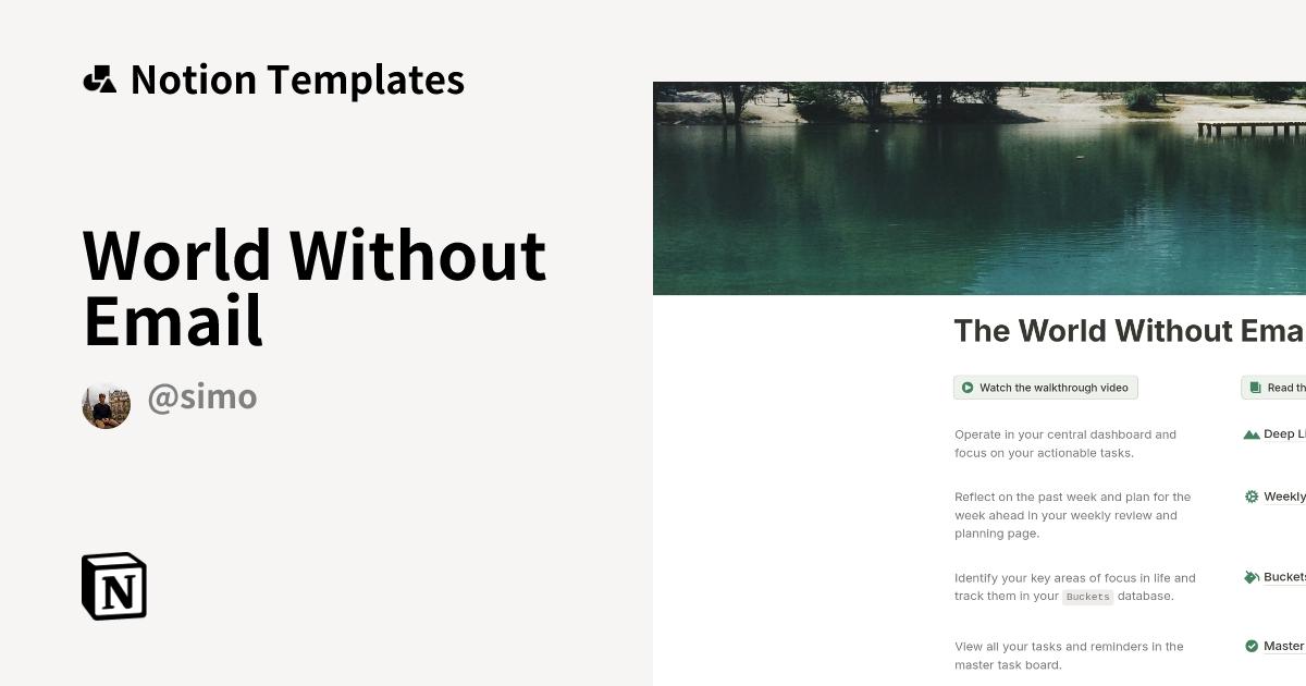 World Without Email Template by Simone Smerilli | Notion Marketplace