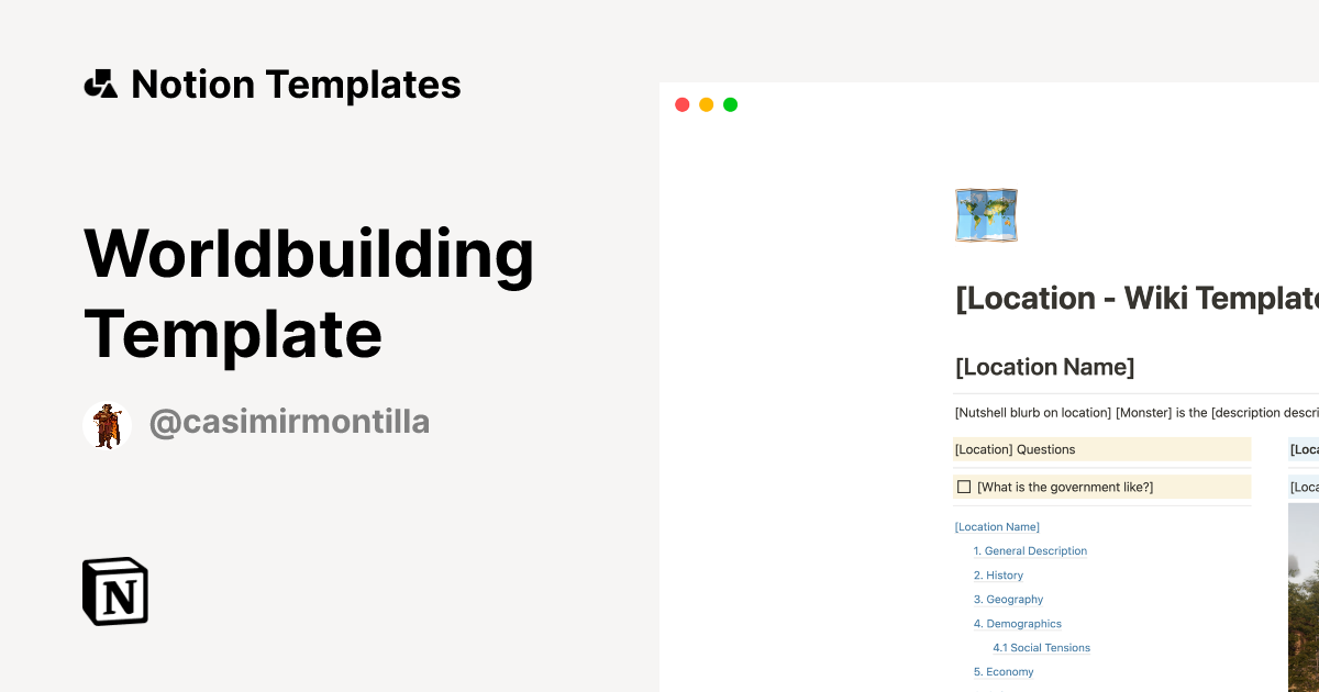 Worldbuilding Template Template by Casimir Montilla | Notion Marketplace