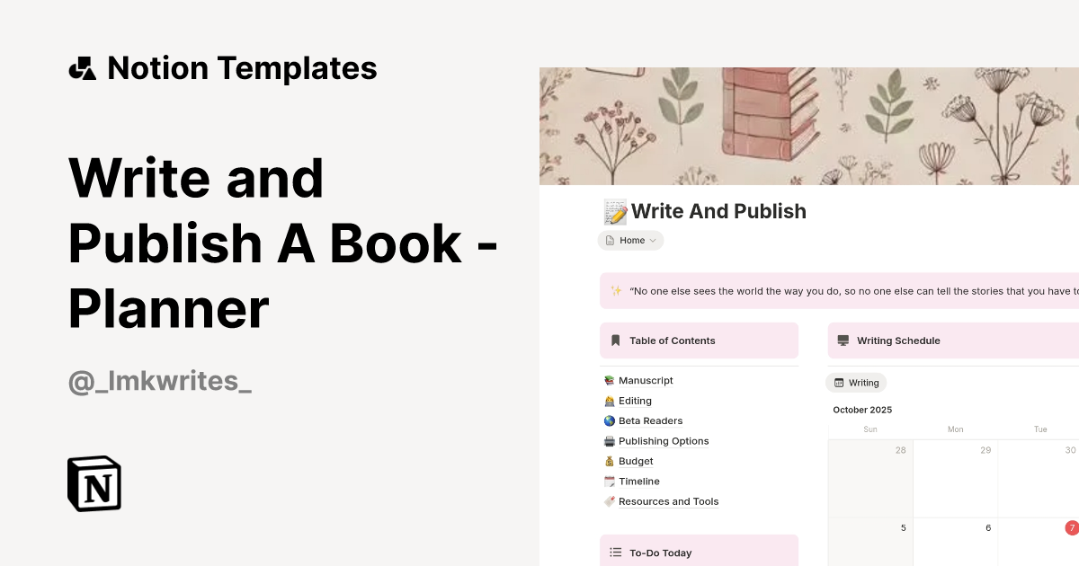 Write and Publish A Book - Planner Template by LMK | Notion Marketplace