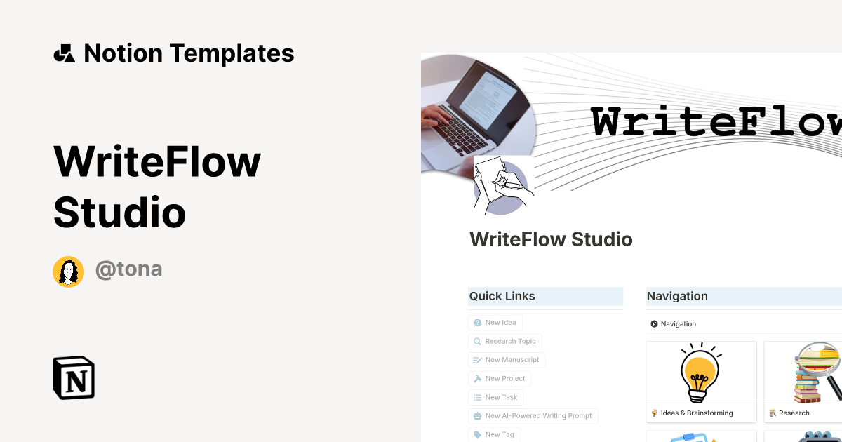 WriteFlow Studio Template | Notion Marketplace