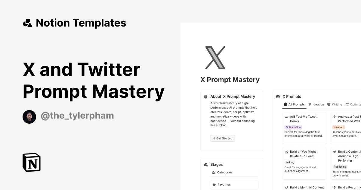 X and Twitter Prompt Mastery Template | Notion Marketplace