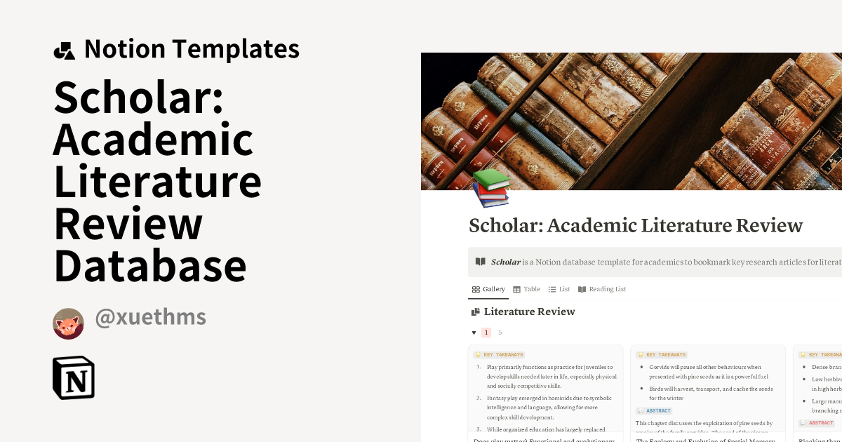 Scholar: Academic Literature Review Database Template by xuethms ...