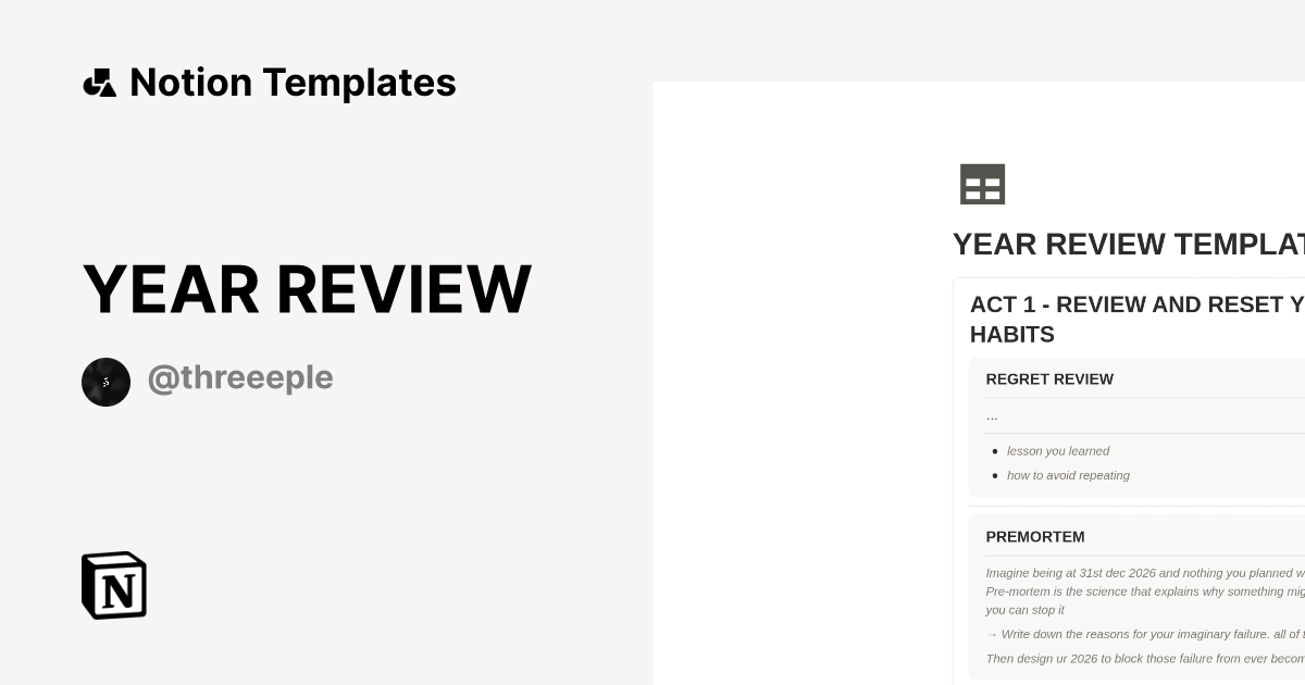 YEAR REVIEW Template by Threeeple | Notion Marketplace