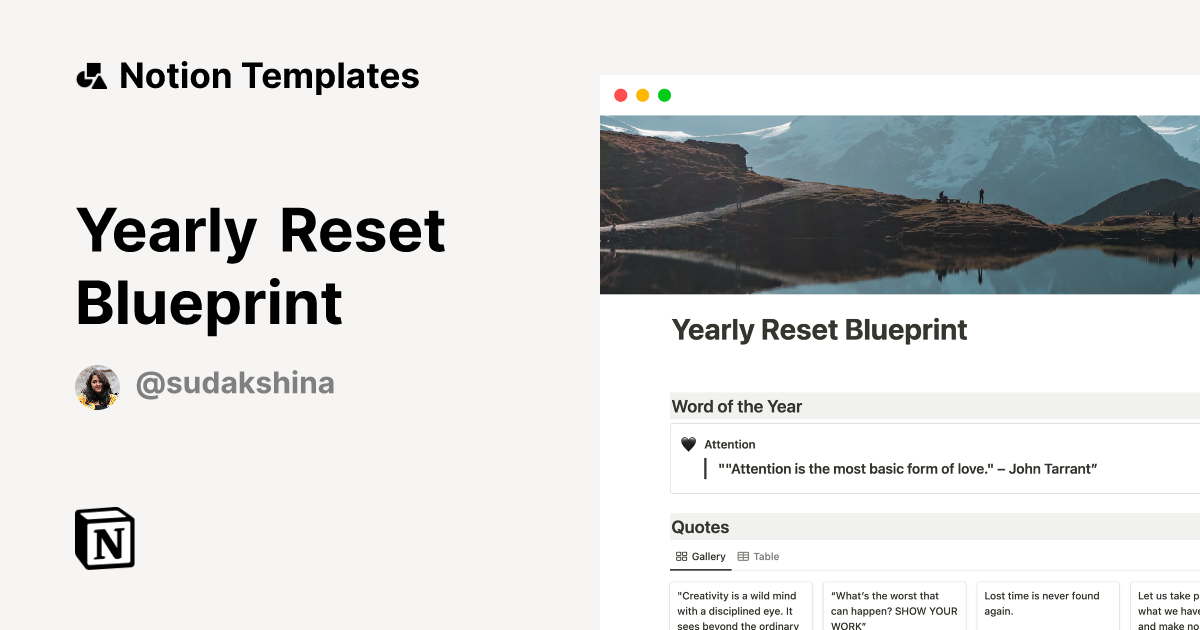 Yearly Reset Blueprint Template | Notion Marketplace