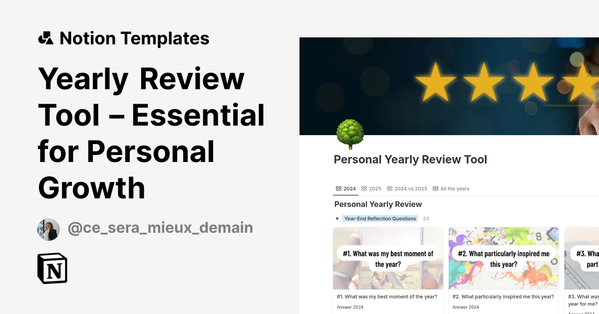 Yearly Review Tool – Essential for Personal Growth Template | Notion ...
