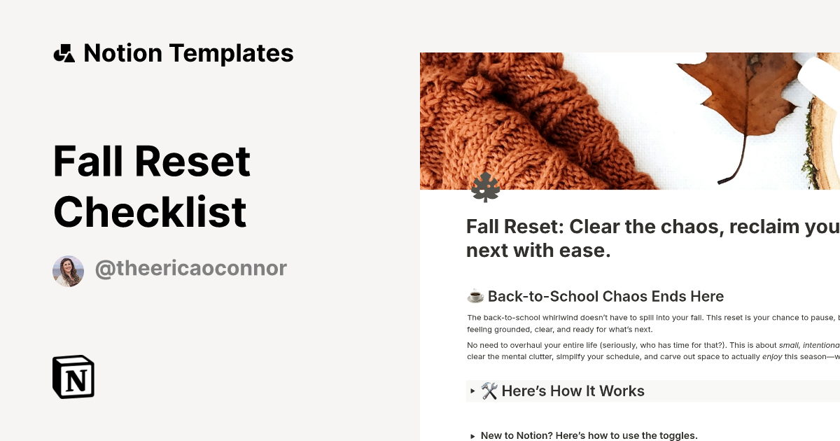 Fall Reset Checklist Template | Notion Marketplace