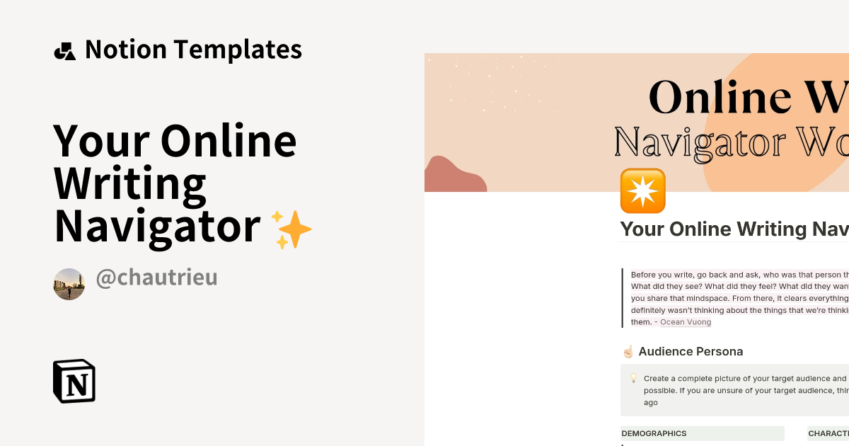 Your Online Writing Navigator Template | Notion Marketplace