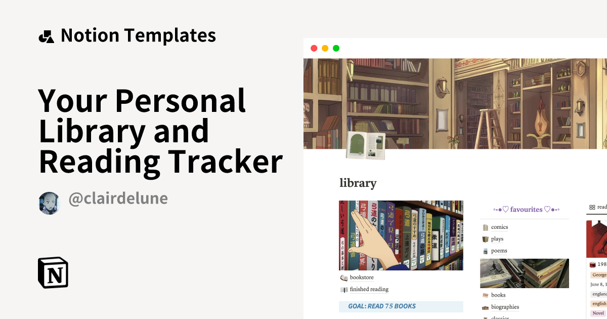 Your Personal Library and Reading Tracker Template | Notion Marketplace