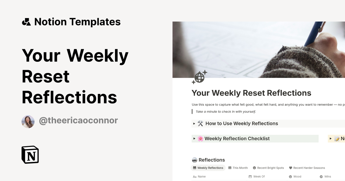 Your Weekly Reset Reflections Template | Notion Marketplace