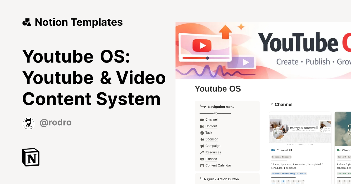 Youtube OS: Youtube & Video Content System Template by Rodro | Notion ...