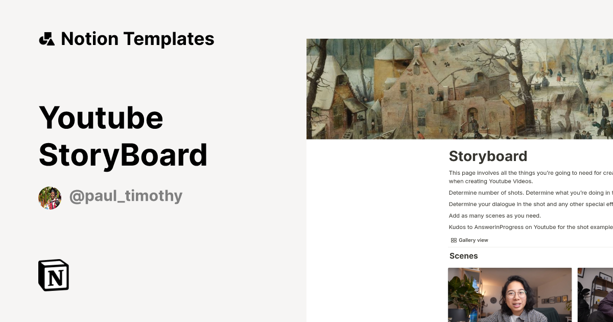 Youtube StoryBoard Template | Notion Marketplace