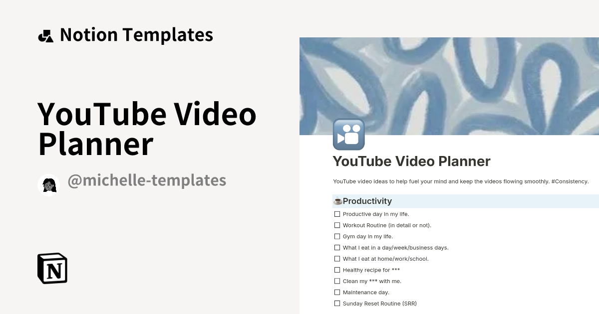 YouTube Video Planner Template | Notion Marketplace