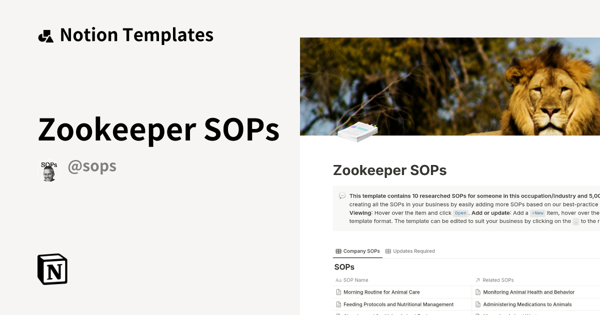 Zookeeper SOPs Template | Notion Marketplace
