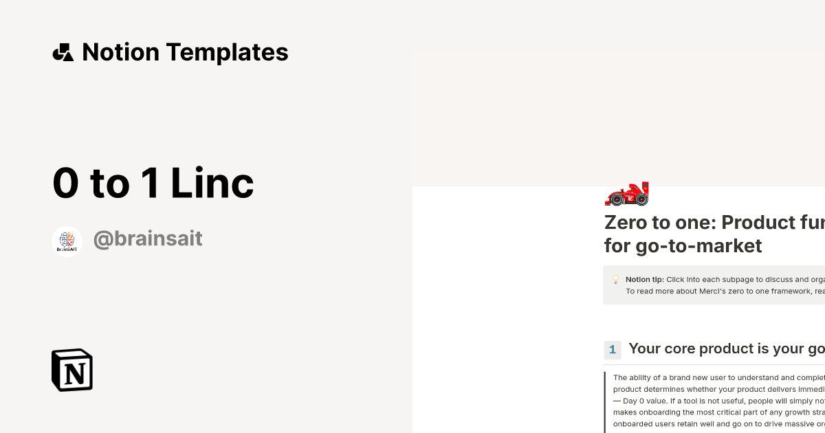 0 to 1 Linc Template by BrainSAIT برينسايت | Notion Marketplace