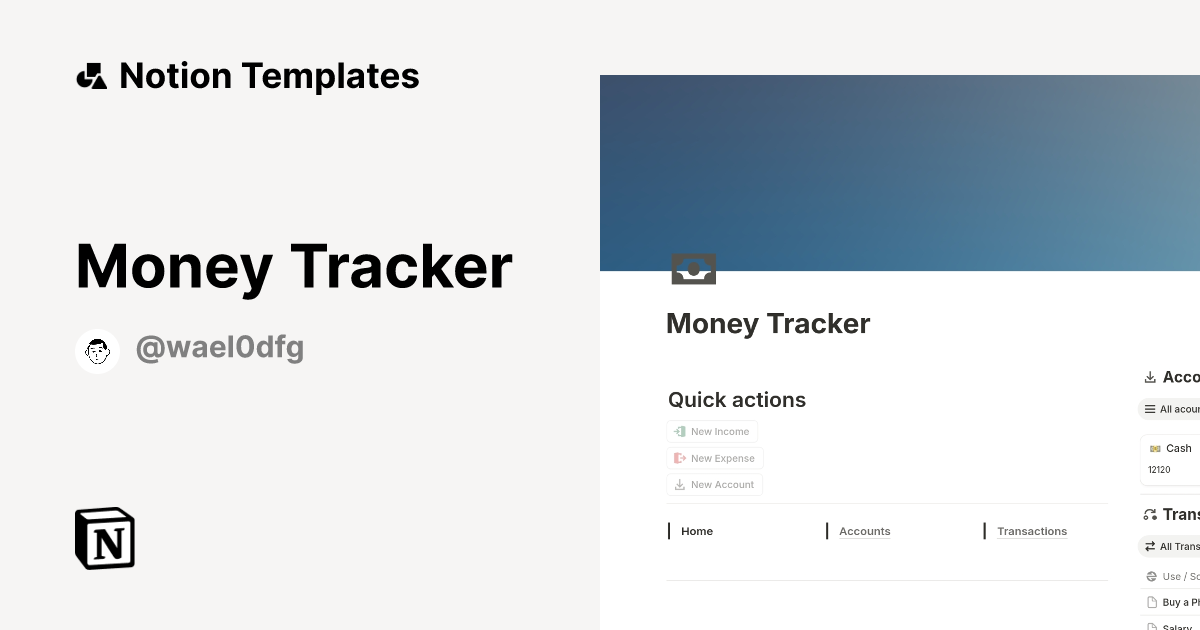 Money Tracker Template by Wael0dfg | Notion Marketplace