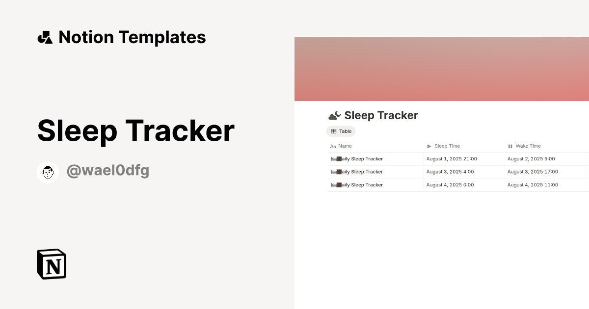 Sleep Tracker Template | Notion Marketplace