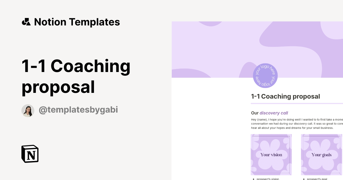 1-1 Coaching proposal Template by Gabi | Templates by Gabi | Notion ...