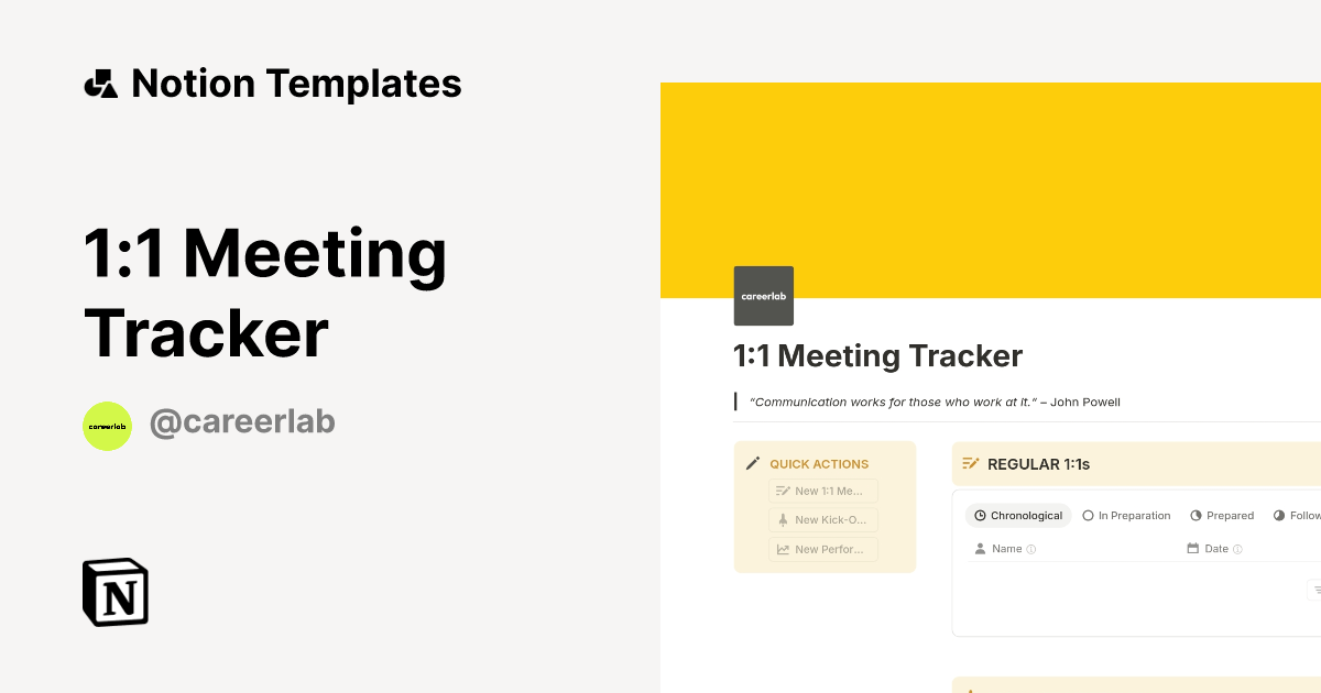 1:1 Meeting Tracker Template | Notion Marketplace
