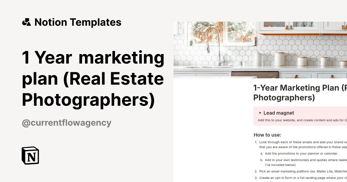 1 Year marketing plan (Real Estate Photographers) Template by Alfonso ...