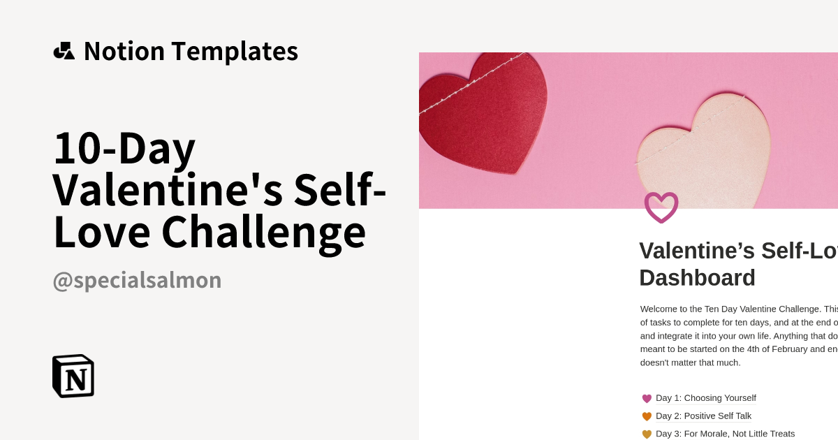 10-Day Valentine's Self-Love Challenge Template by Goose | Notion ...