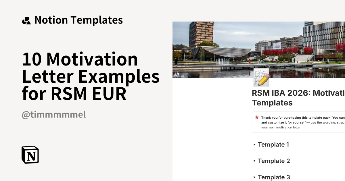 10 Motivation Letter Examples for RSM EUR Template by timmmmel | Notion ...