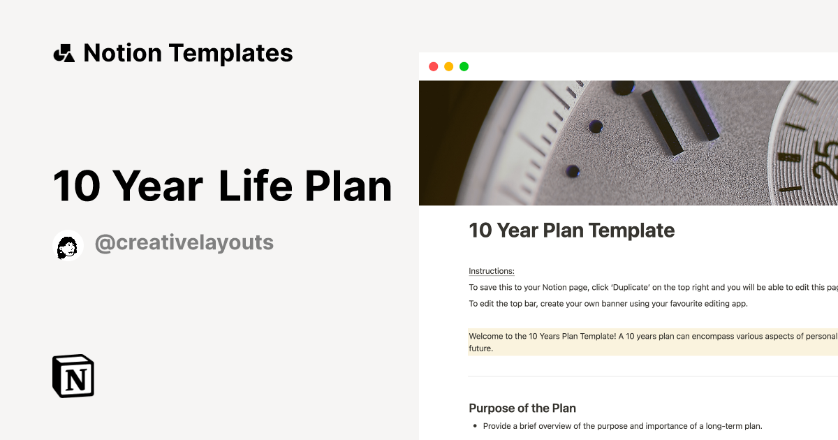 10 Year Life Plan Template | Notion Marketplace