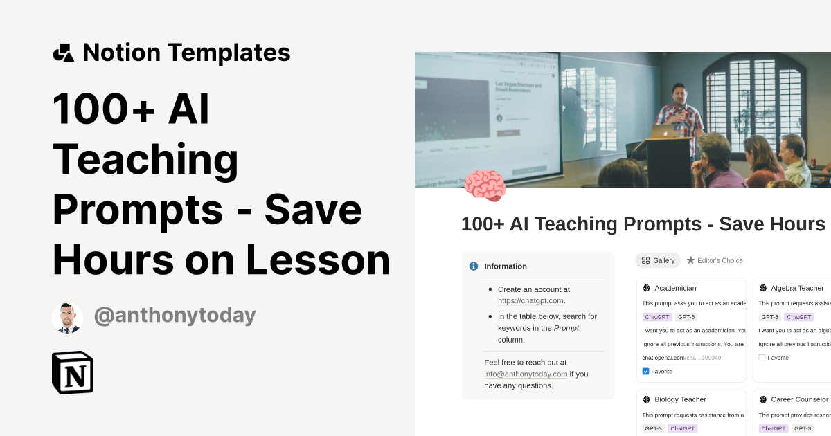 100+ AI Teaching Prompts - Save Hours on Lesson Template by ...