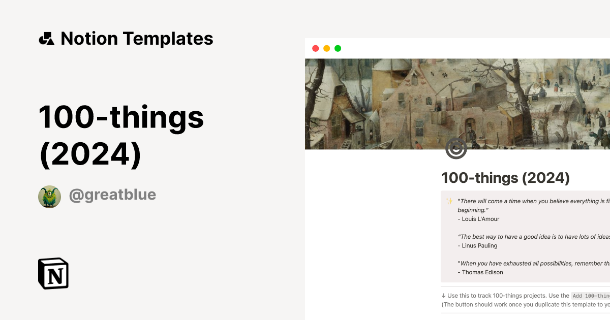 100-things (2024) Template by greatblue | Notion Marketplace