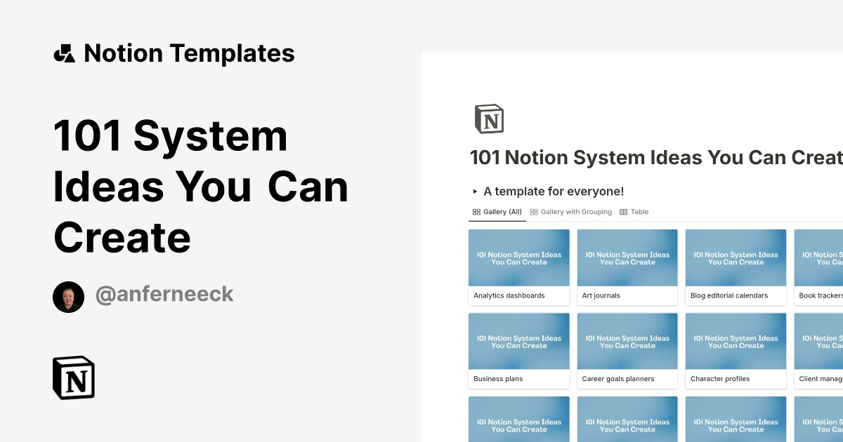 101 System Ideas You Can Create Template by Anfernee | Notion Marketplace