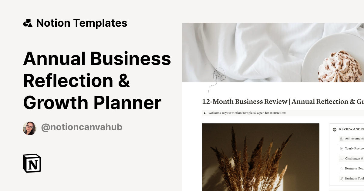 Annual Business Reflection & Growth Planner Template | Notion Marketplace