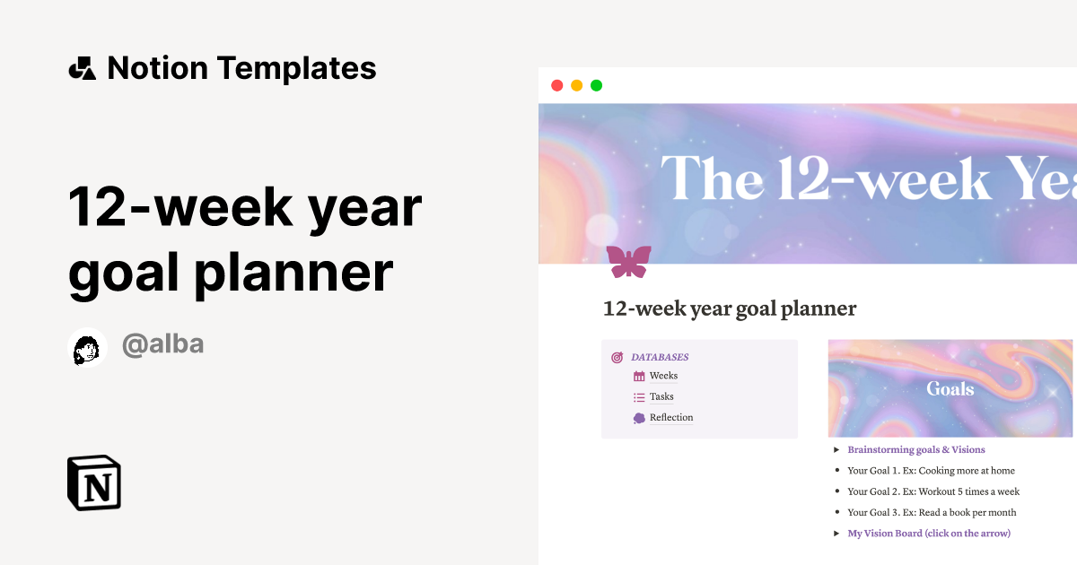 12-week year goal planner Template | Notion Marketplace