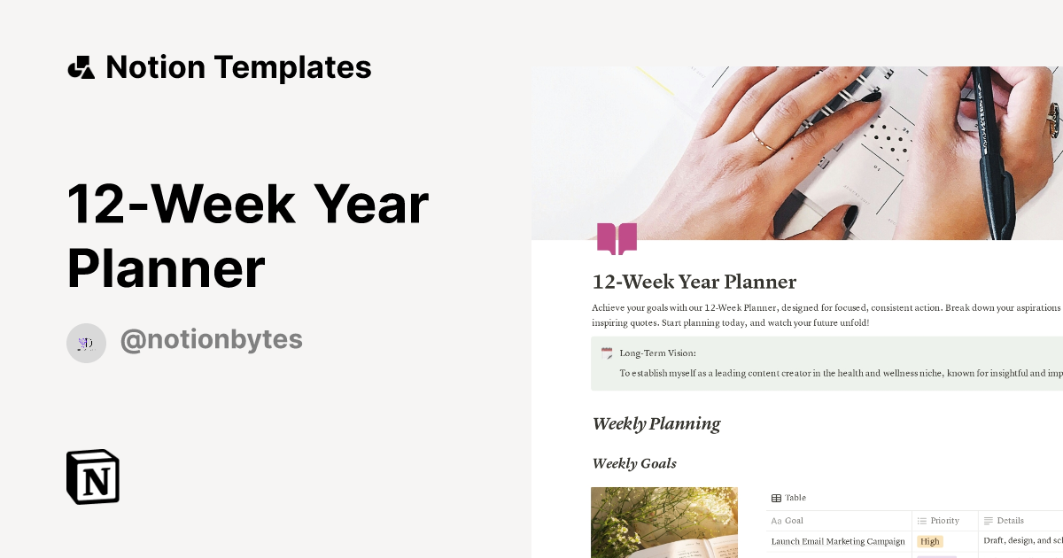 12-Week Year Planner Template | Notion Marketplace