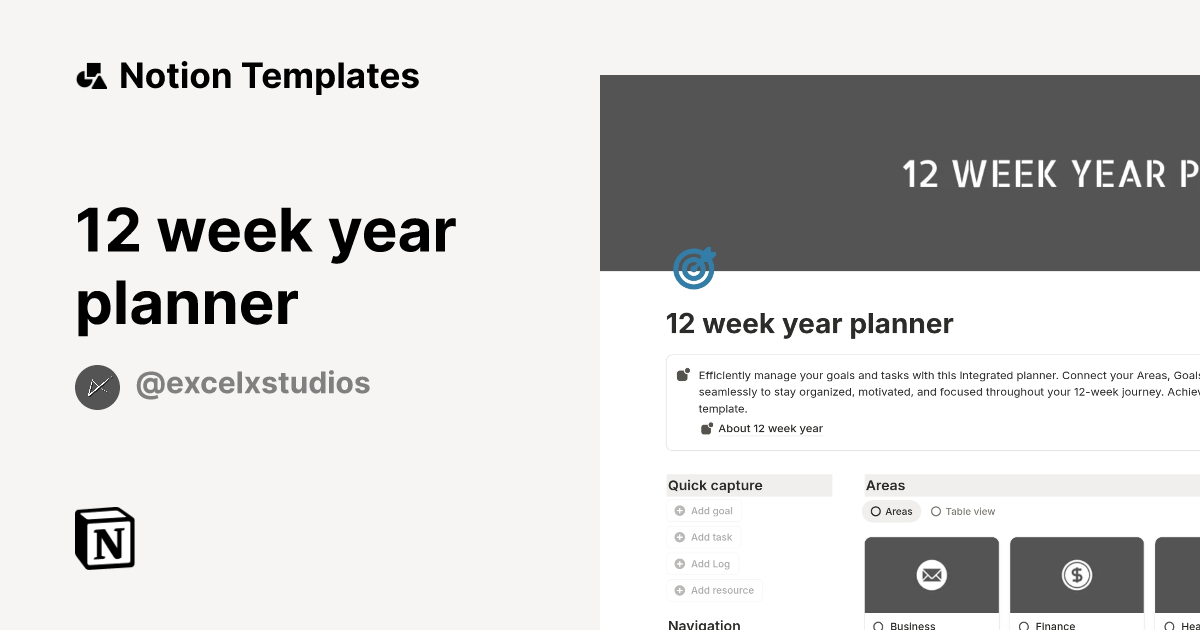 12 week year planner Template | Notion Marketplace