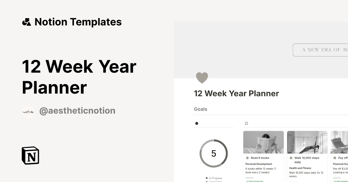 12 Week Year Planner Template | Notion Marketplace