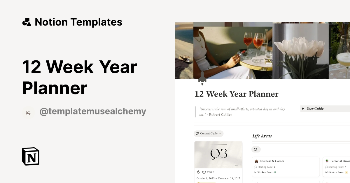 12 Week Year Planner Template by The Template Muse | Notion Marketplace