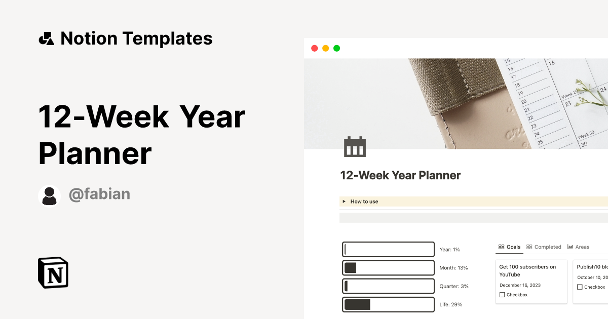 12-Week Year Planner Template | Notion Marketplace