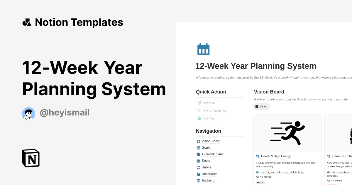 12-Week Year Planning System Template | Notion Marketplace