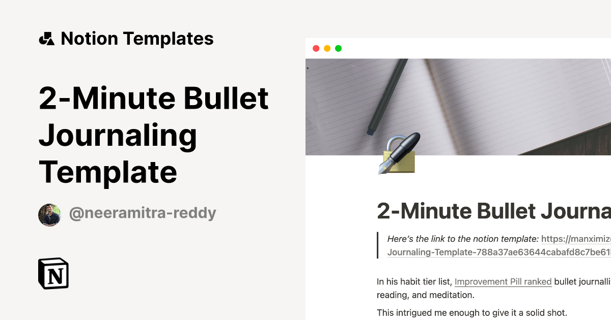 2-Minute Bullet Journaling Template Template | Notion Marketplace