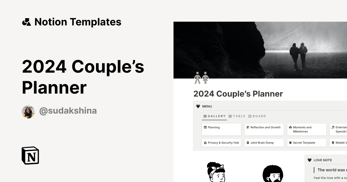 2024 Couple’s Planner Template by Sudakshina Sridharan | Notion Marketplace
