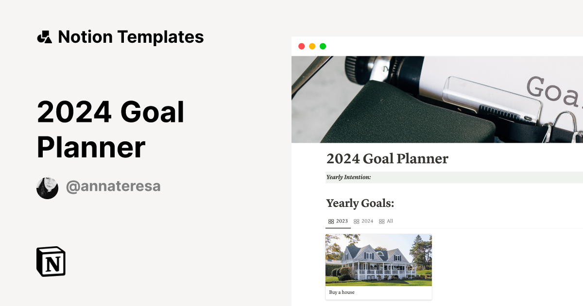 2024 Goal Planner Template | Notion Marketplace