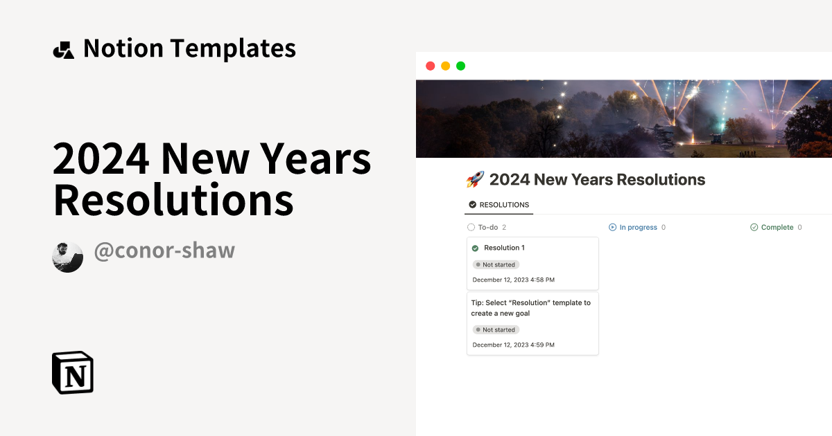 2024 New Years Resolutions Template | Notion Marketplace